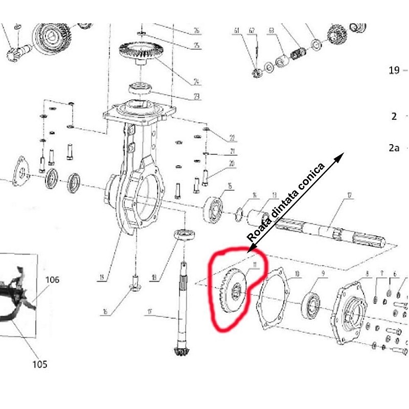 Roata dintata conica de transmisie RURIS PS731-2-11, pentru motocultor ...