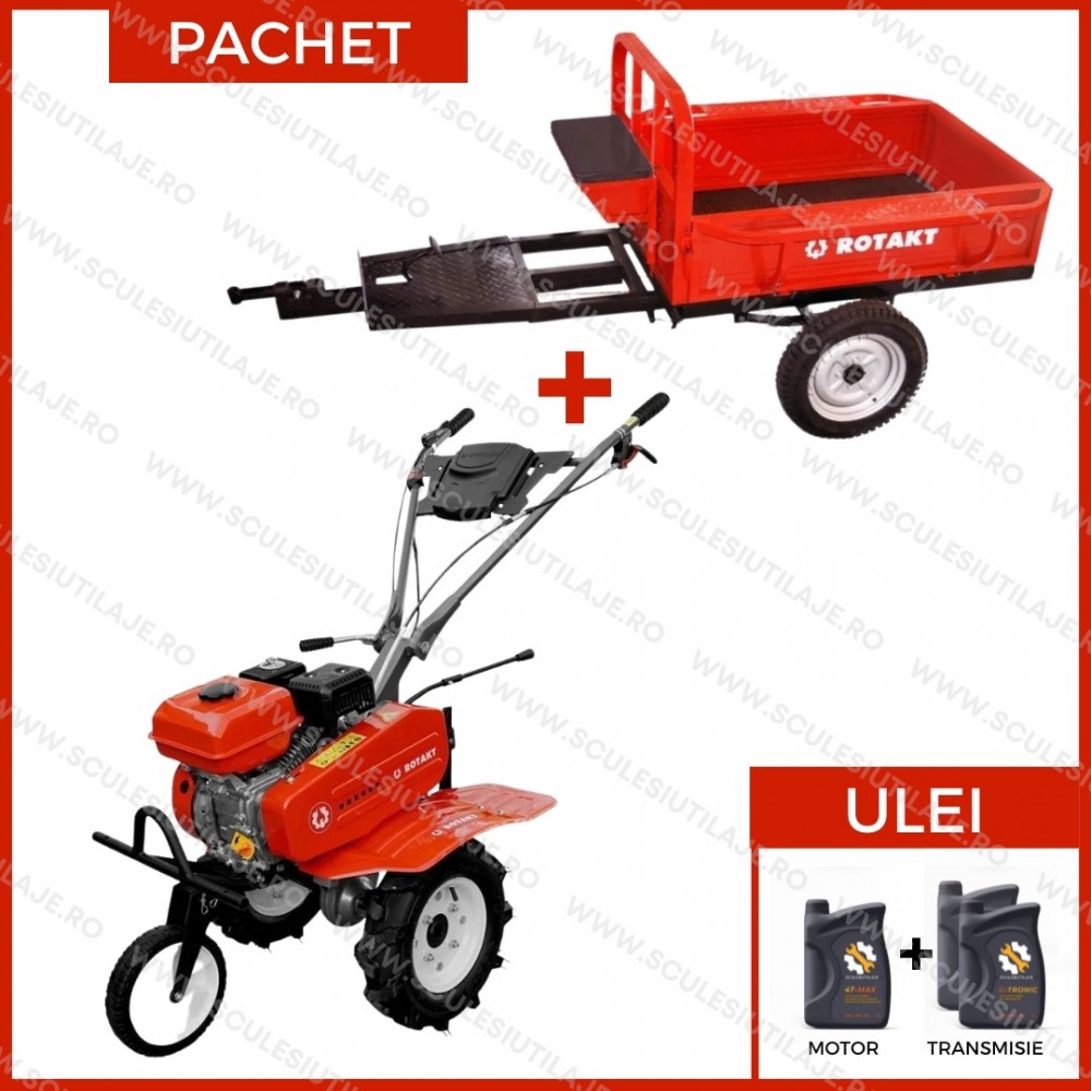 Motocultor ROTAKT RO75RS + Remorca ROTAKT REM400-1 + Ulei - Pachet75rs