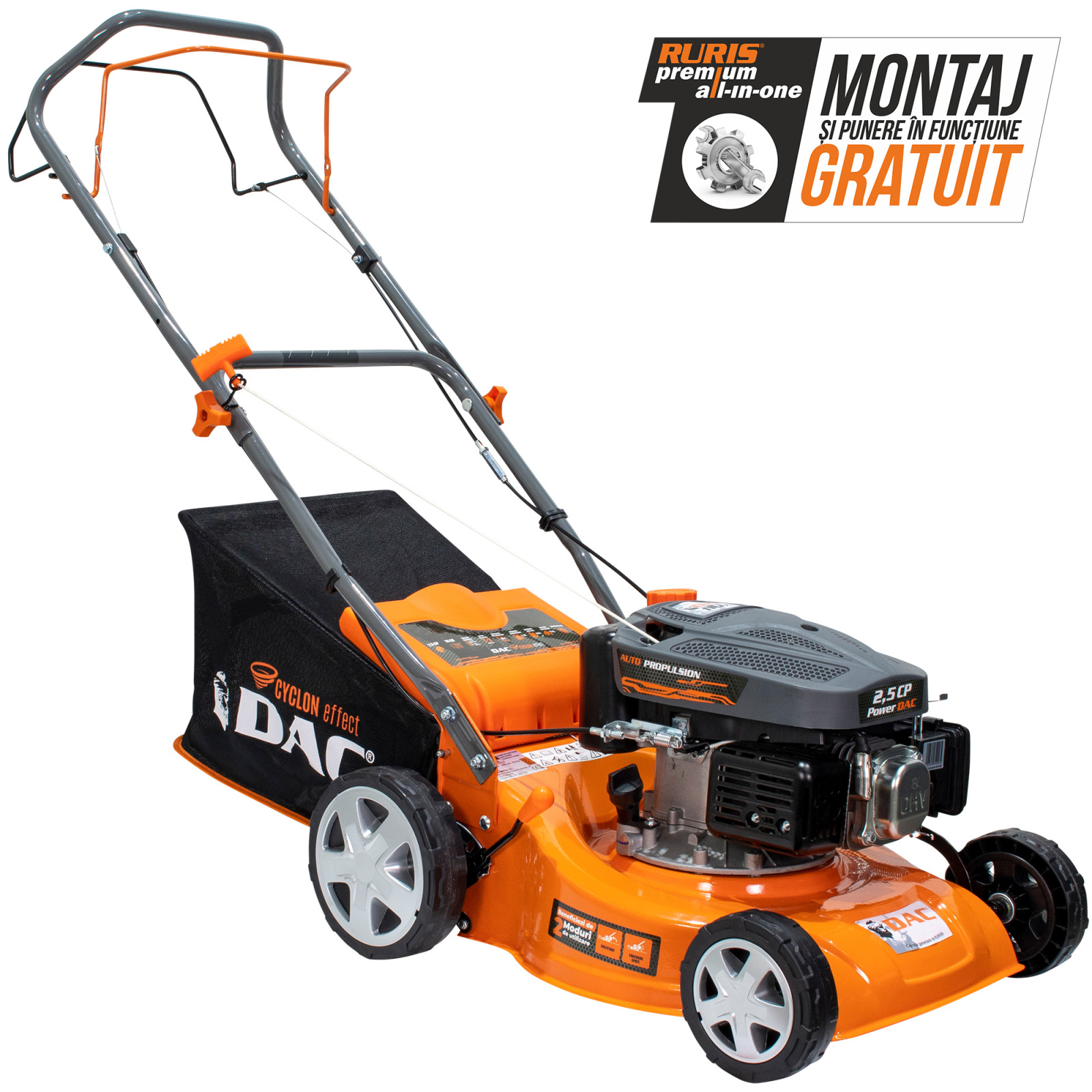 Masina de tuns iarba, pe benzina, RURIS DAC 110XL, 2.5 CP, 79 CC, latime de lucru 40 cm ...