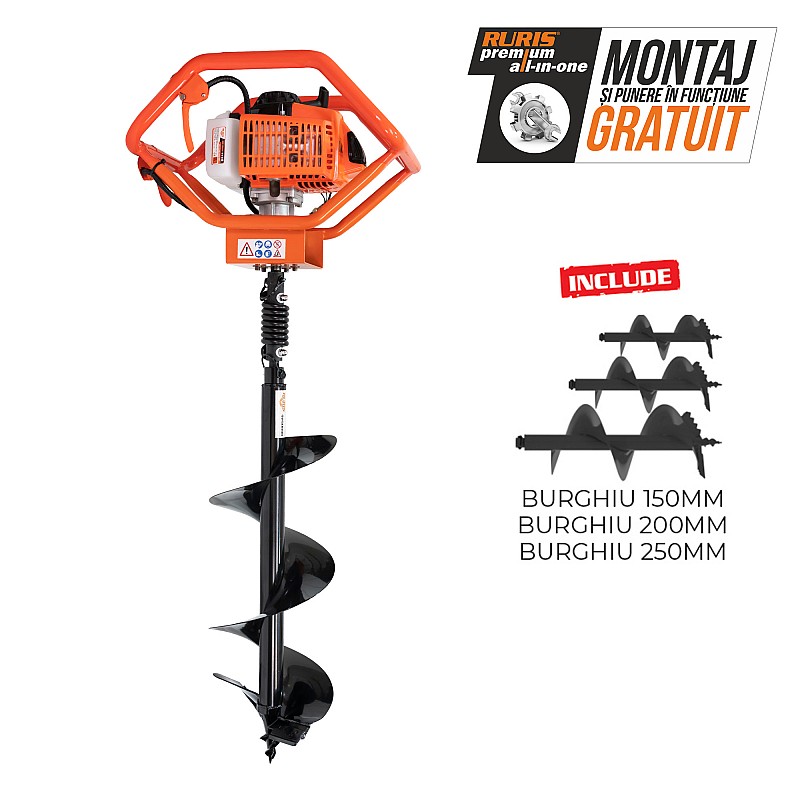 Motoburghiu de pamant RURIS TT14, motor pe benzina TEZ, 2 timpi, 68 CC ...