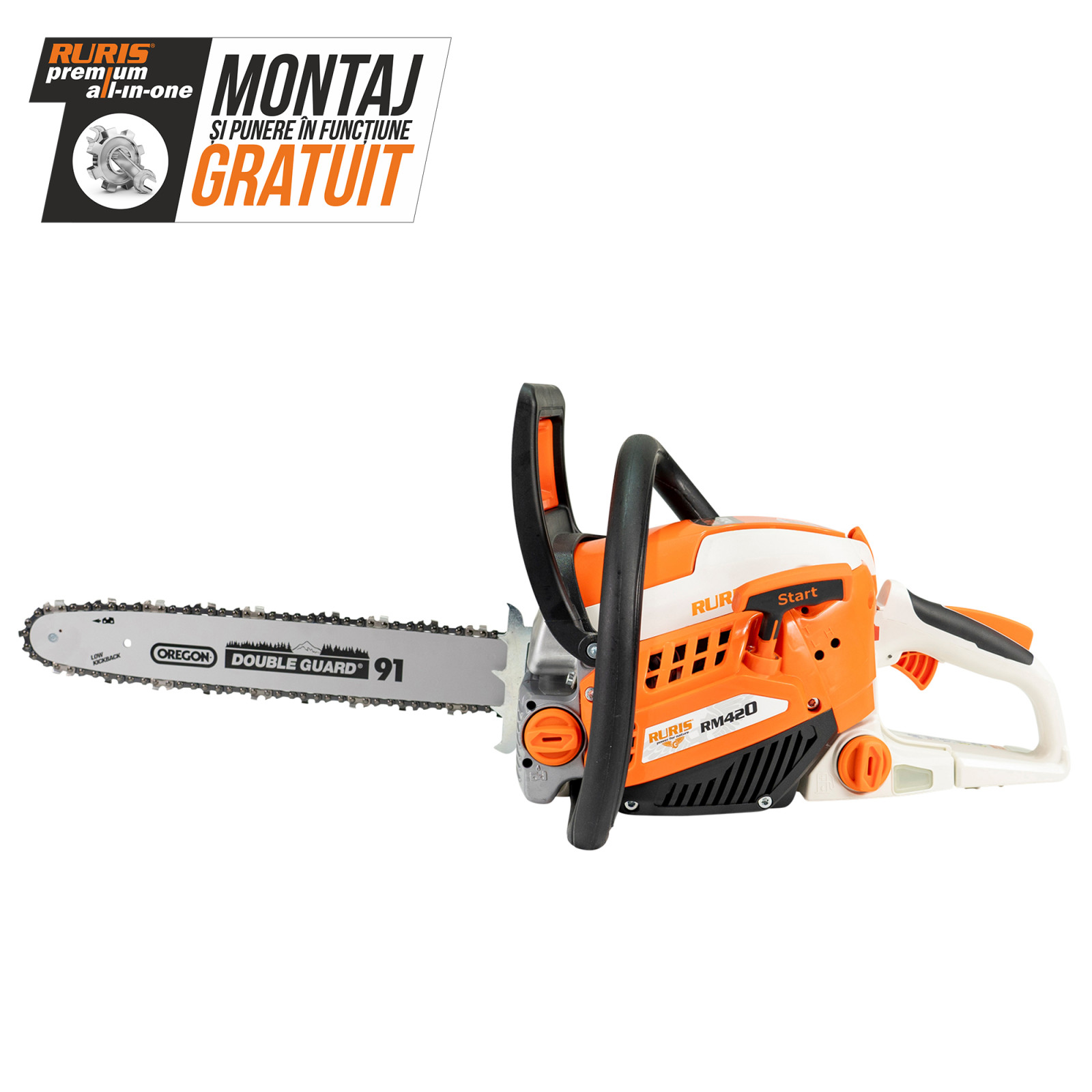 Drujba pe benzina RURIS RM420, motor Khumma, 2 timpi, 2.8 CP, 45.4 CC ...